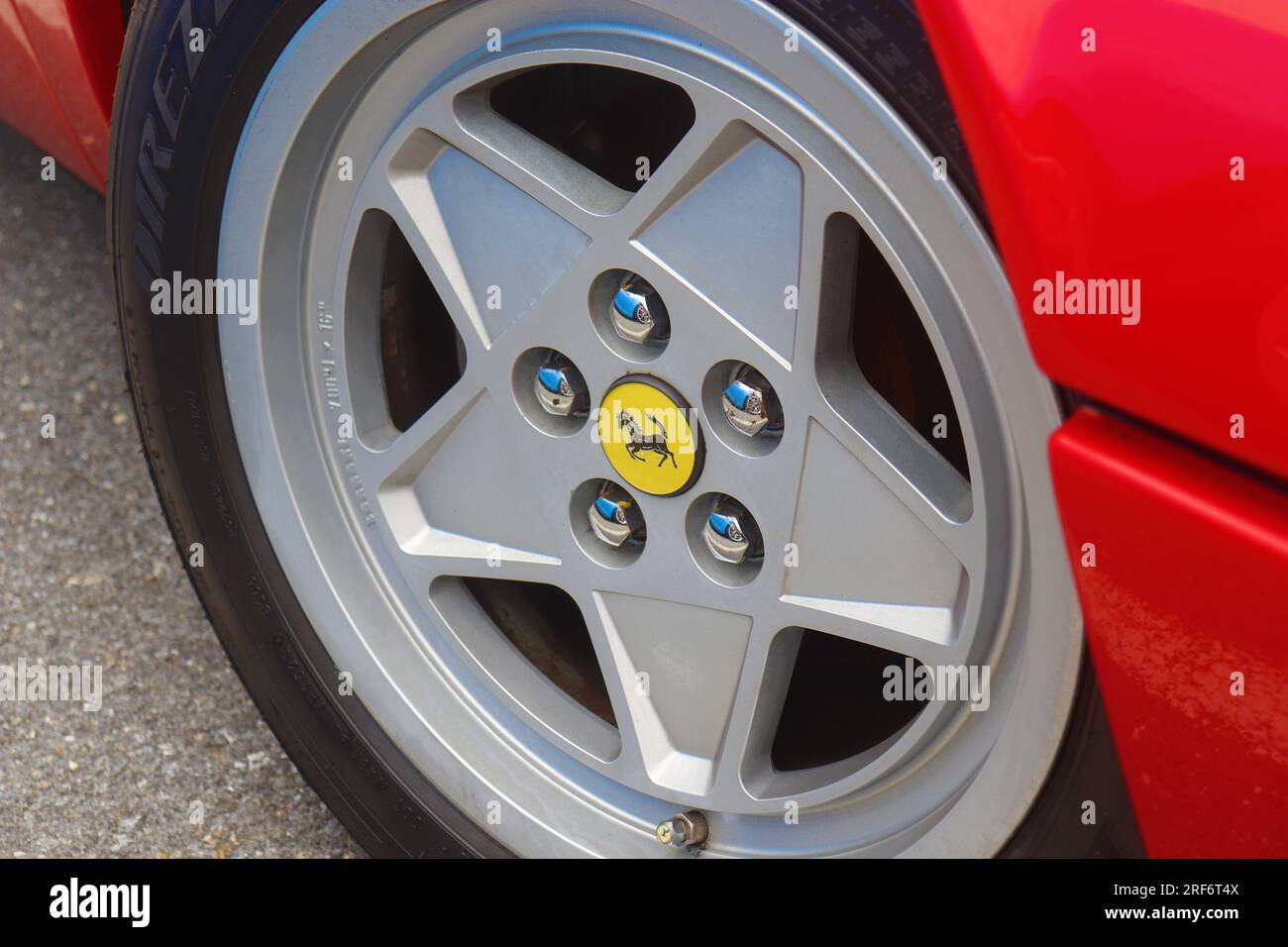 Ferrari wheel tire red car Stock Photo - Alamy