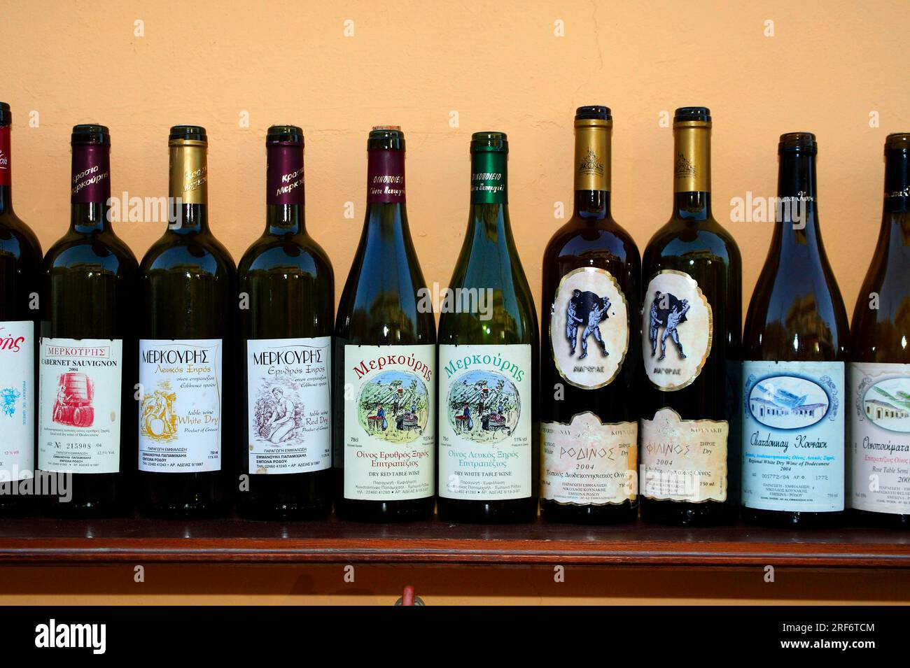 Wine bottles, different types of wine, Rhodes, wine, bottles, Greece ...