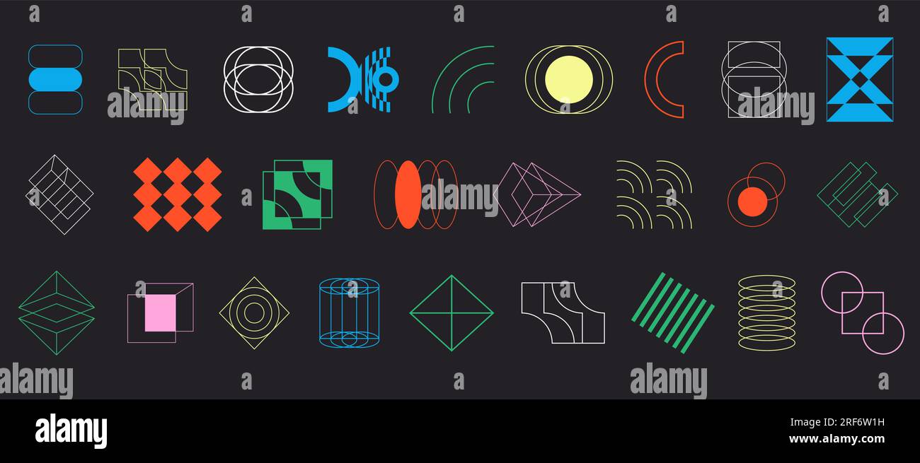 Retro Bauhaus abstract geometric shapes collection Stock Vector Image ...