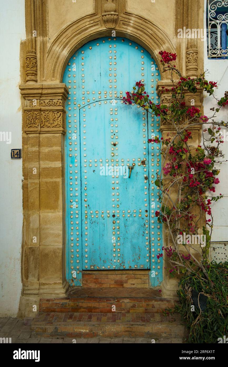 Morocco. Rabat. A typical decorated door of the Kasbah of the Udayas ...