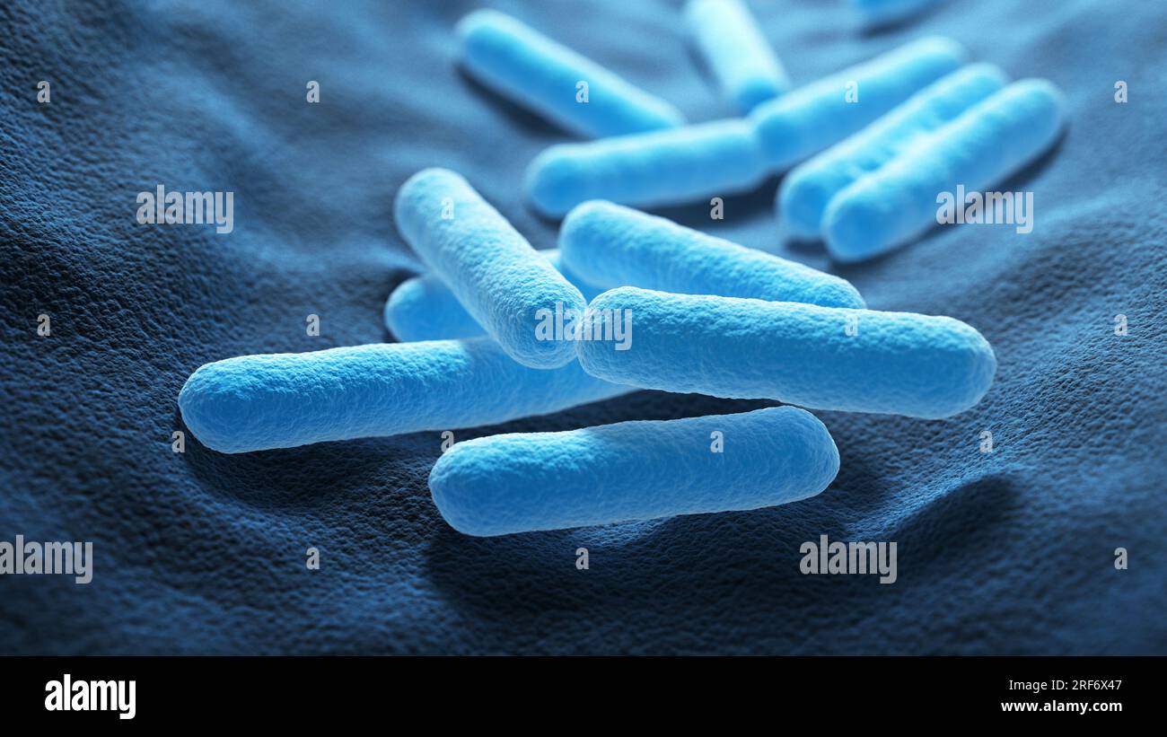 Bacteria. Bacterium. Blue color. Prokaryotic microorganisms. 3d ...