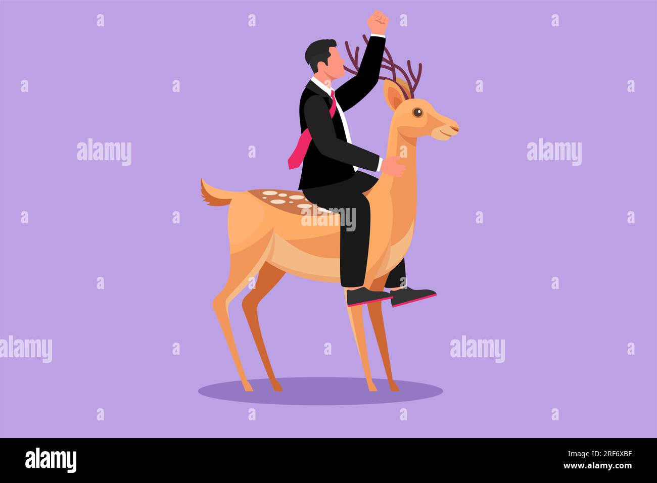 Graphic flat design drawing businessman riding deer. Investment ...