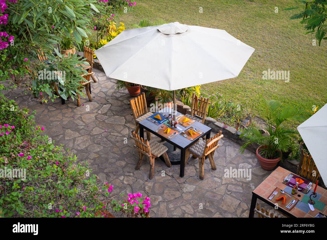 Murchison Falls National Park, Uganda - June 7, 2022: A small dining ...