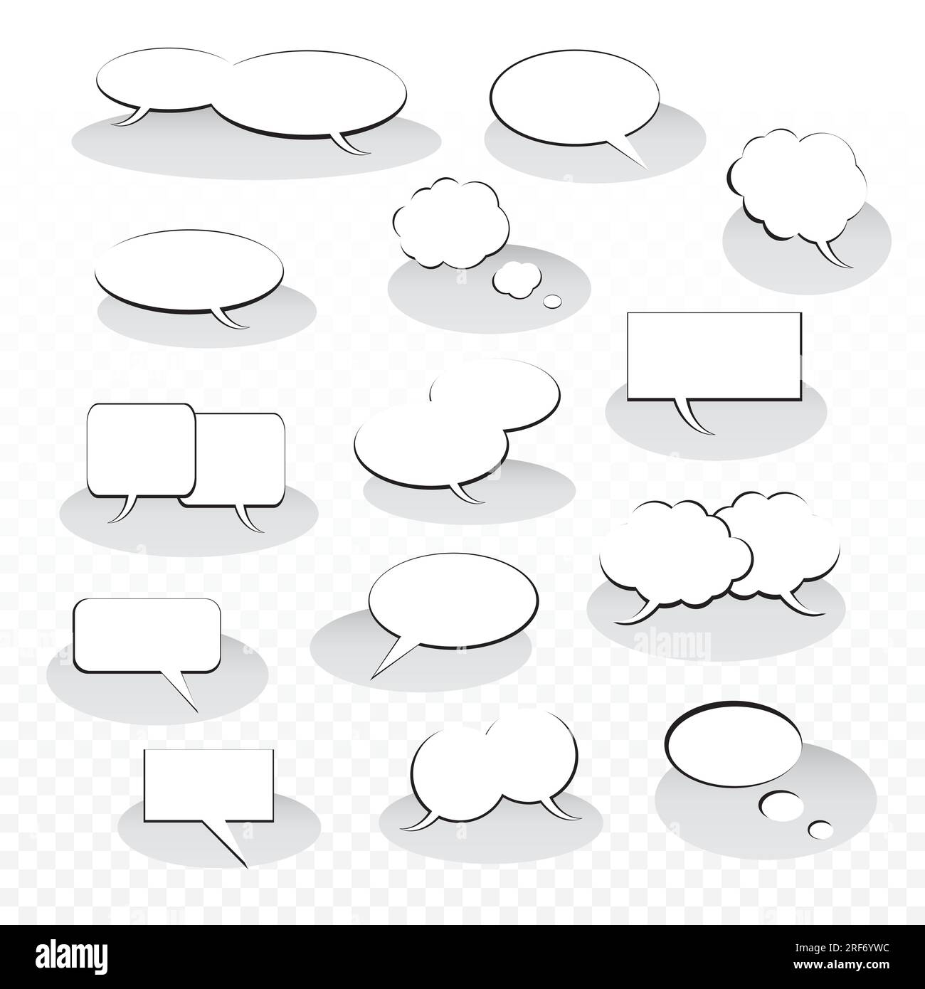 Collection of Black And White Speech And Thought Bubble Vector Designs ...