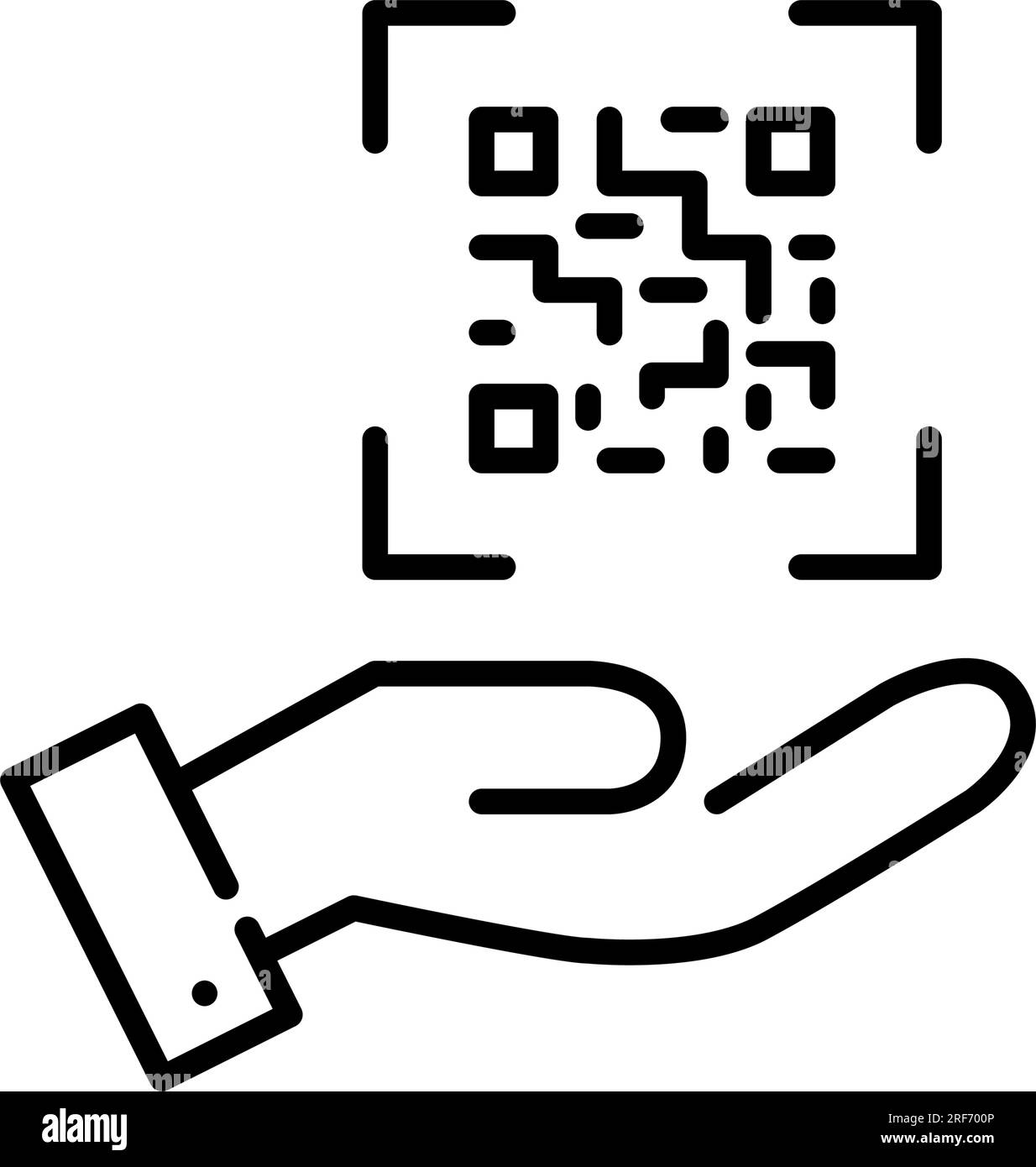 Hand holding a QR code for payment. Pixel perfect, editable stroke ...