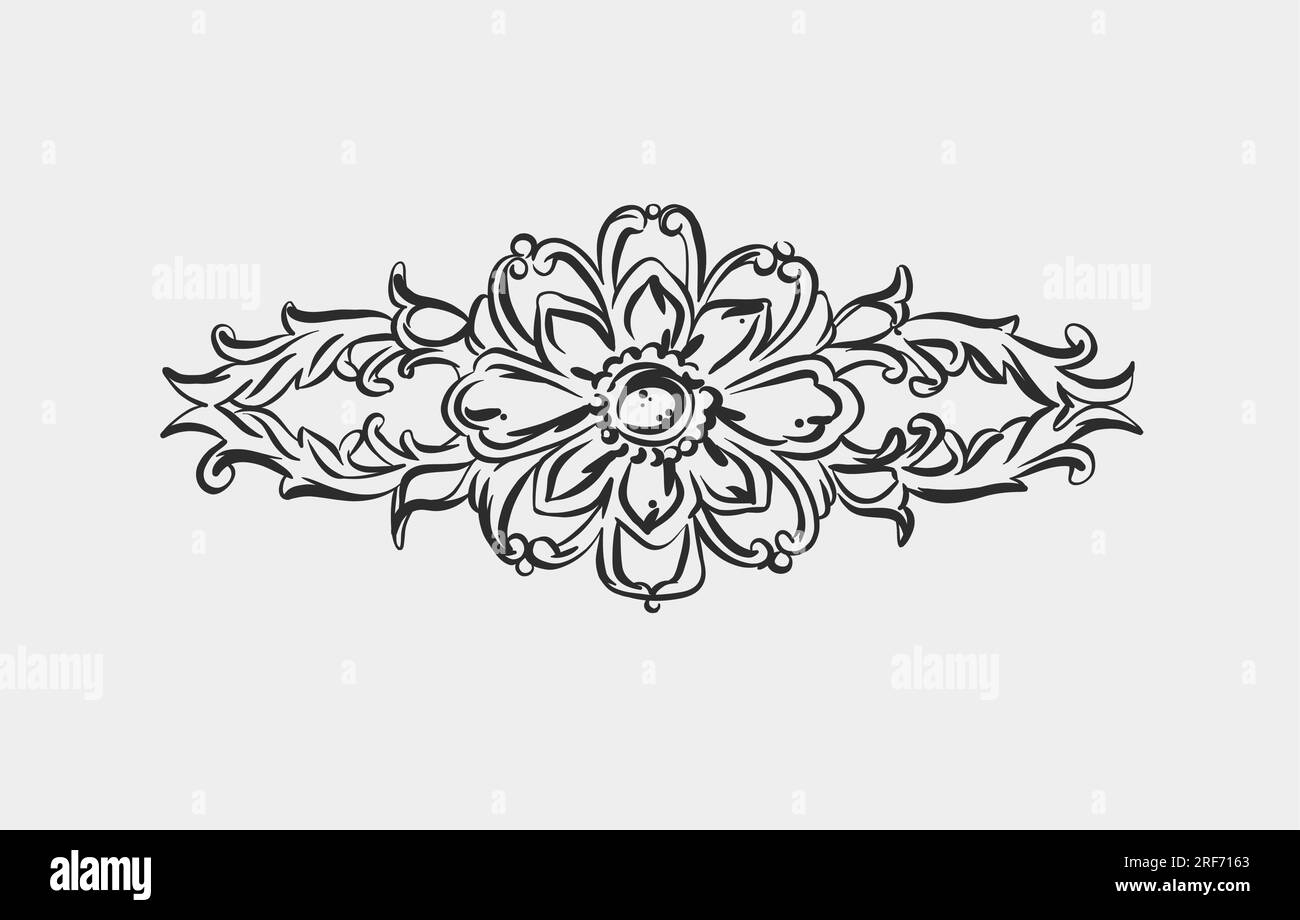 Hand drawn vector abstract outline,graphic,line vintage baroque ...