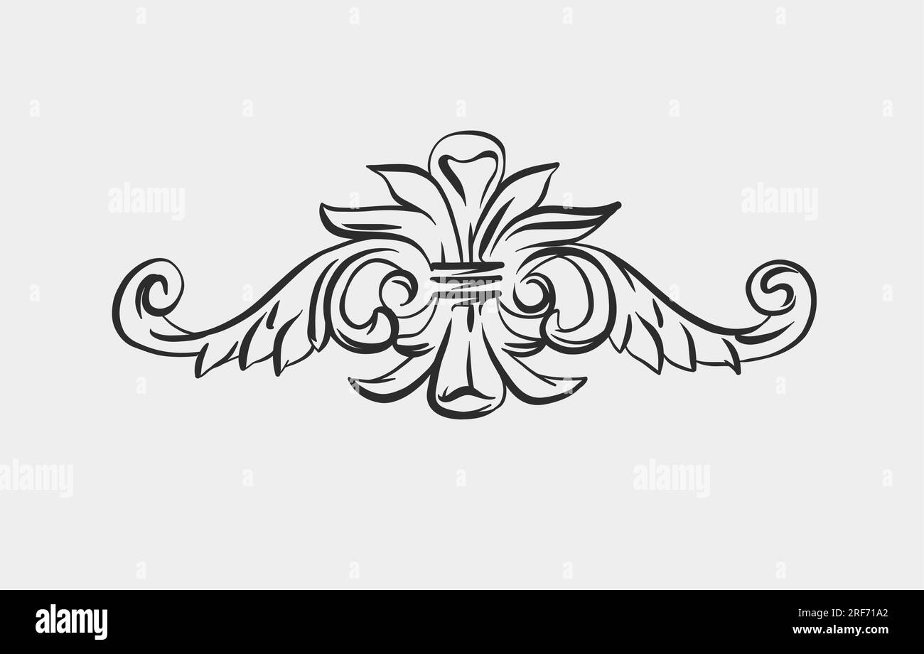 Hand drawn vector abstract outline,graphic,line vintage baroque ...