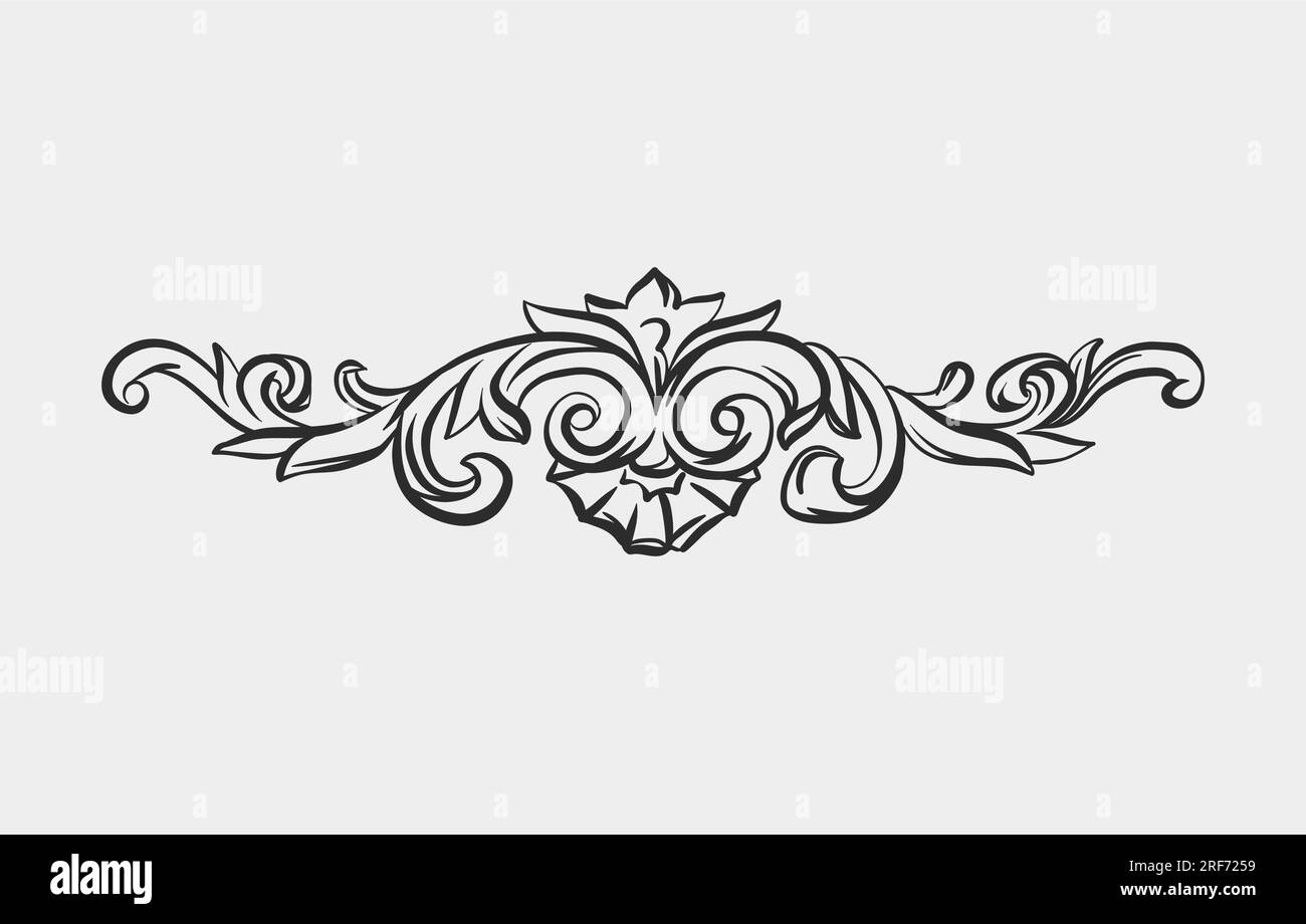 Hand drawn vector abstract outline,graphic,line vintage baroque ...
