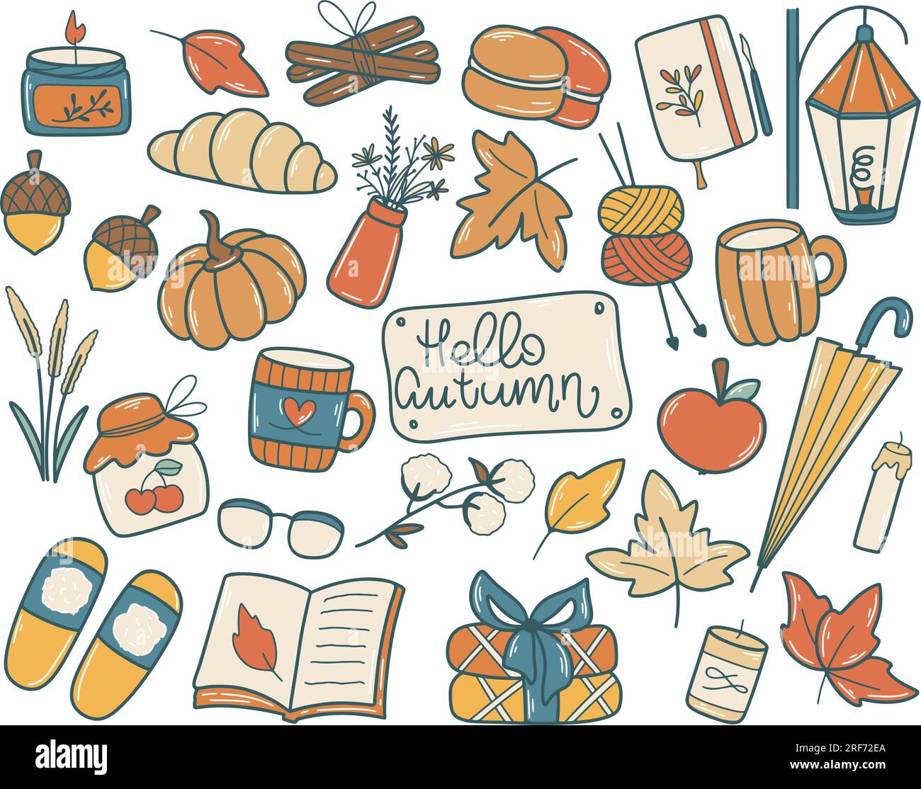 Cozy autumn doodle set vector illustration Stock Vector Image & Art - Alamy
