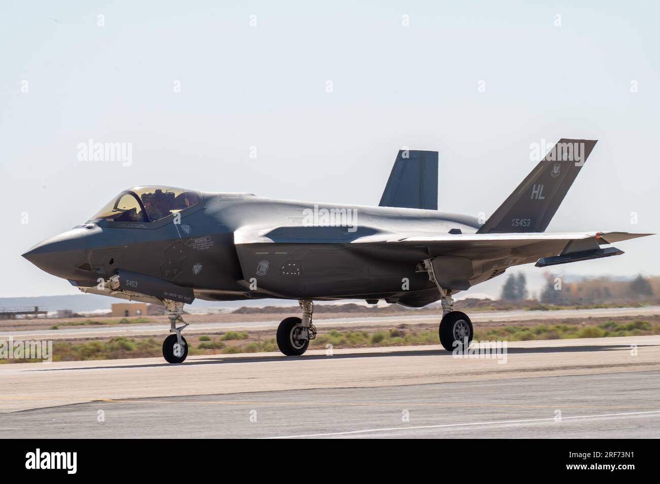 U.S. Air Force F-35A Lightning II aircraft assigned to the 421st Expeditionary Fighter Squadron ...