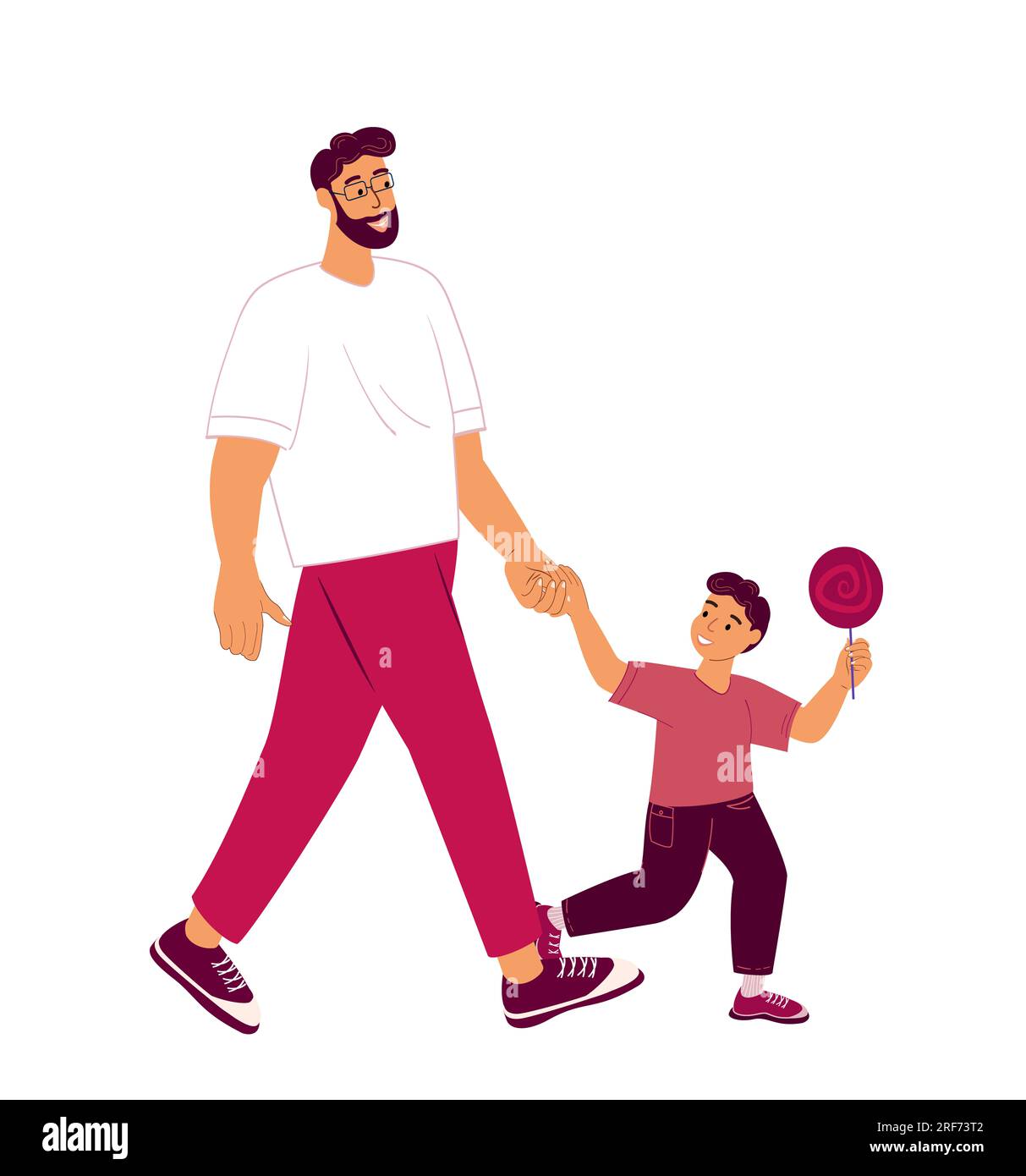 Father and Son spend time together.Happy Dad walking with his child Son ...