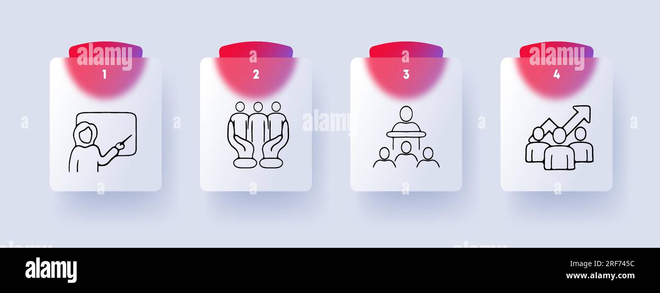 Teamwork line icon. Graph, arrow, hands, cooperation, support ...