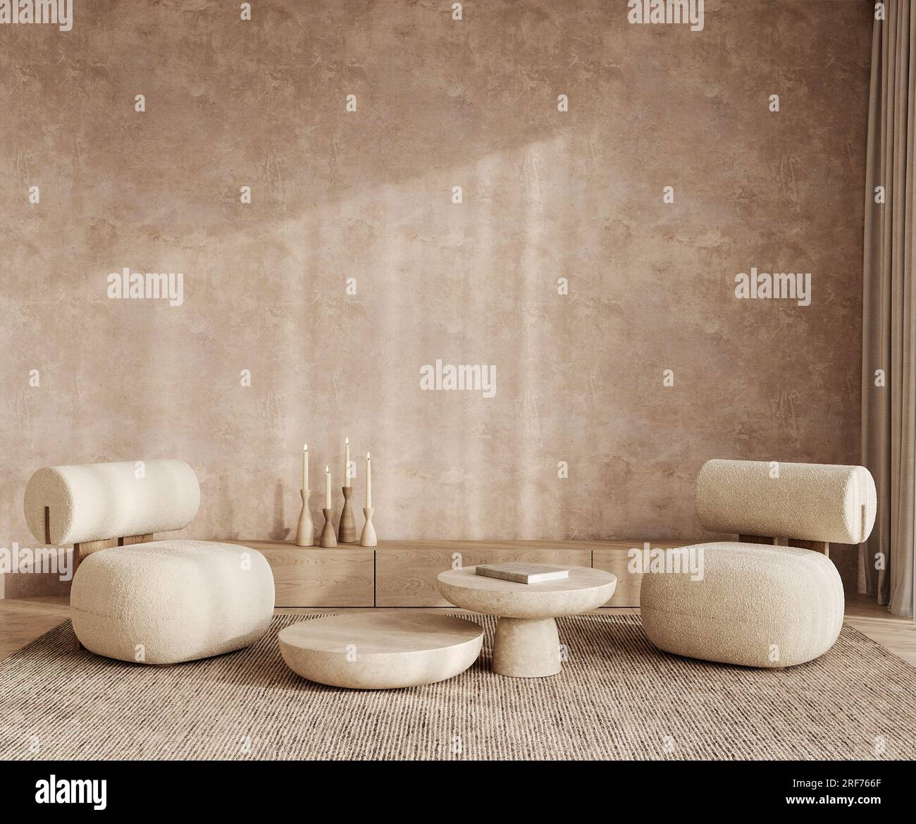 Contemporary classic white beige interior with furniture and decor ...