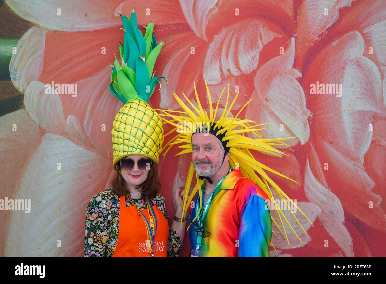 London UK. 1 August 2023 A National gallery staff wearing a mask as ...