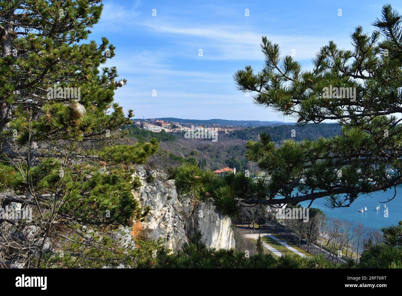 View of the town of Sistiana in Friuli Venezia Giulia region of Italy ...