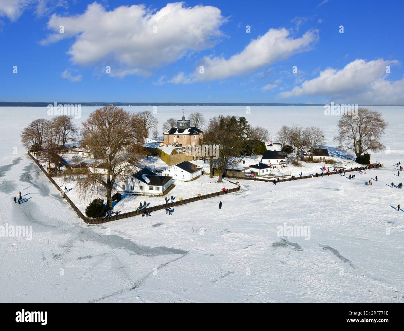 Drohnenaufnahme im Winter, Burg Wilhelmstein, Insel Wilhelmstein ...