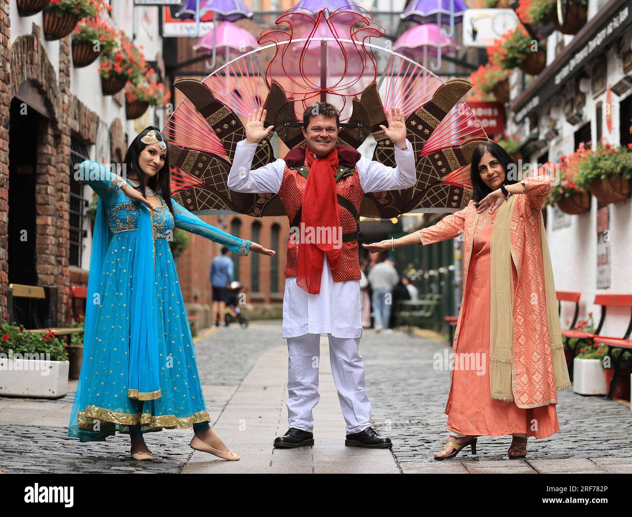 (left to right) Leyla Gallius (ArtsEkta dancer), Stephen Begg performer ...