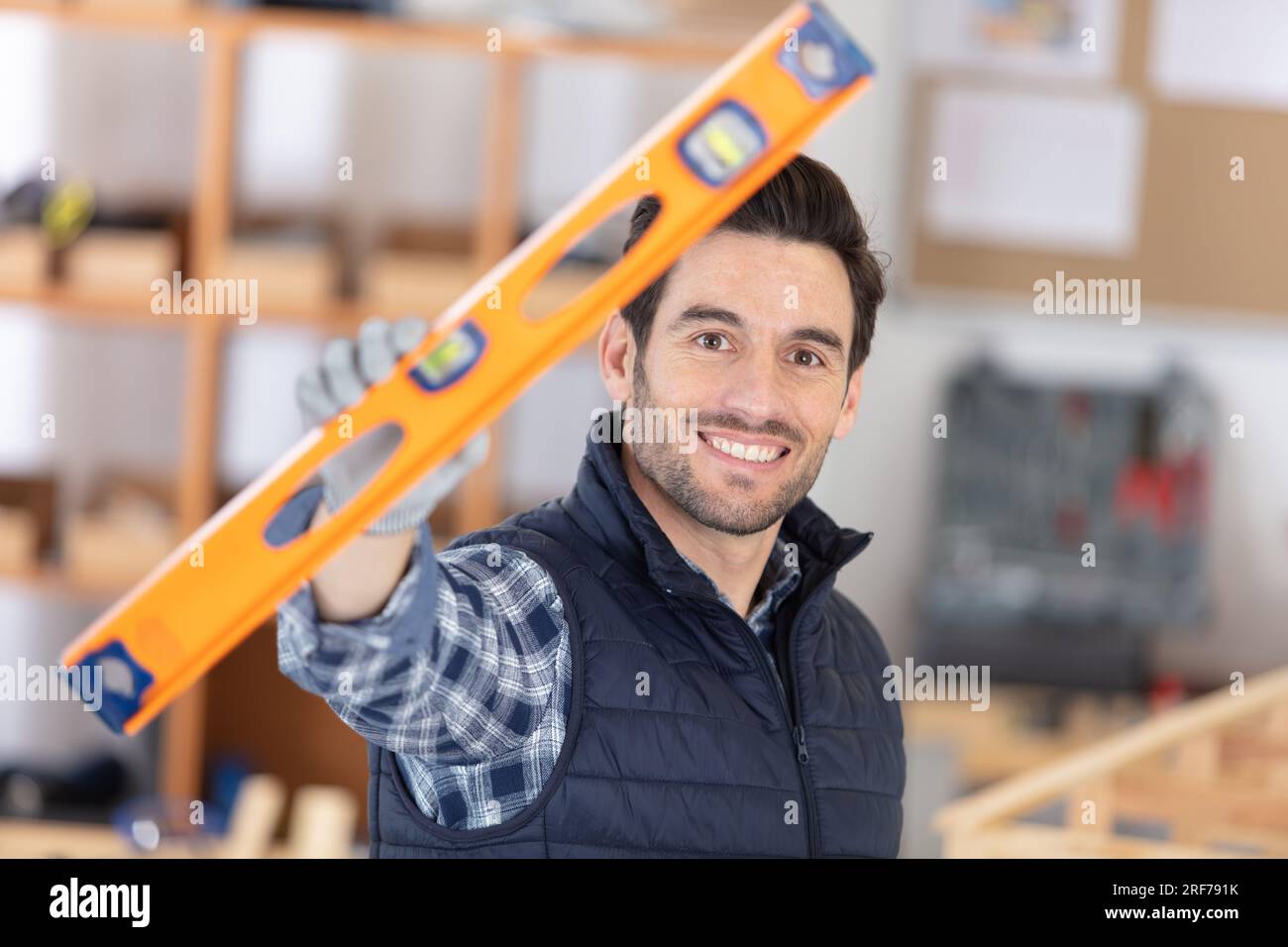 Construction worker shows sign hi-res stock photography and images - Alamy