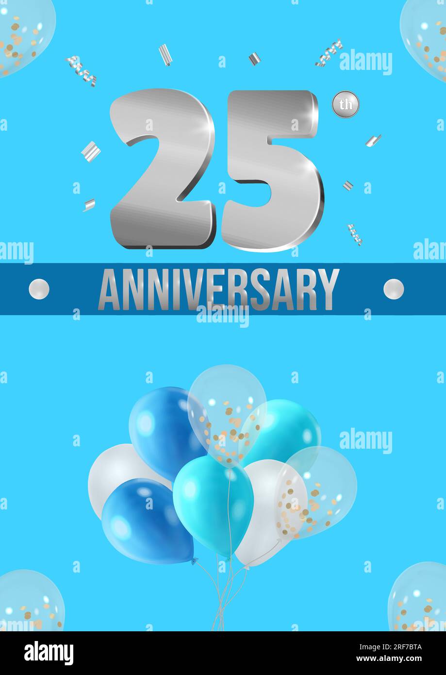Anniversary celebration flyer silver numbers bright background with ...