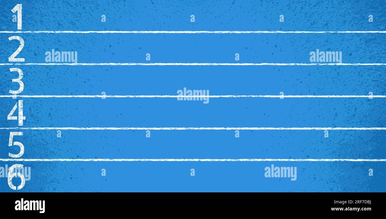 Blue runnig track top view. Rubber surface texture. Aerial view of the ...