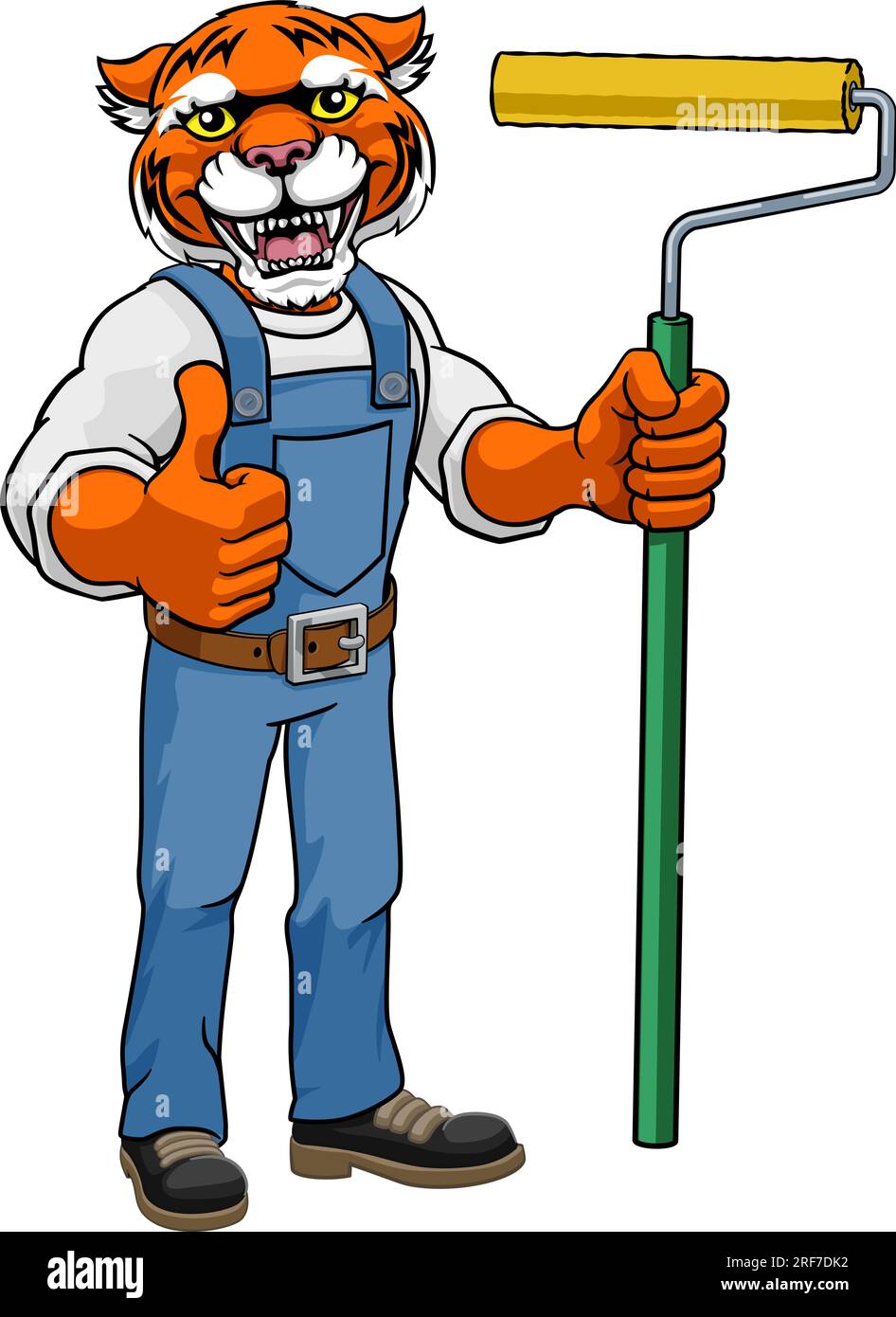 Rhino Painter Decorator Paint Roller Mascot Man Stock Vector Image ...