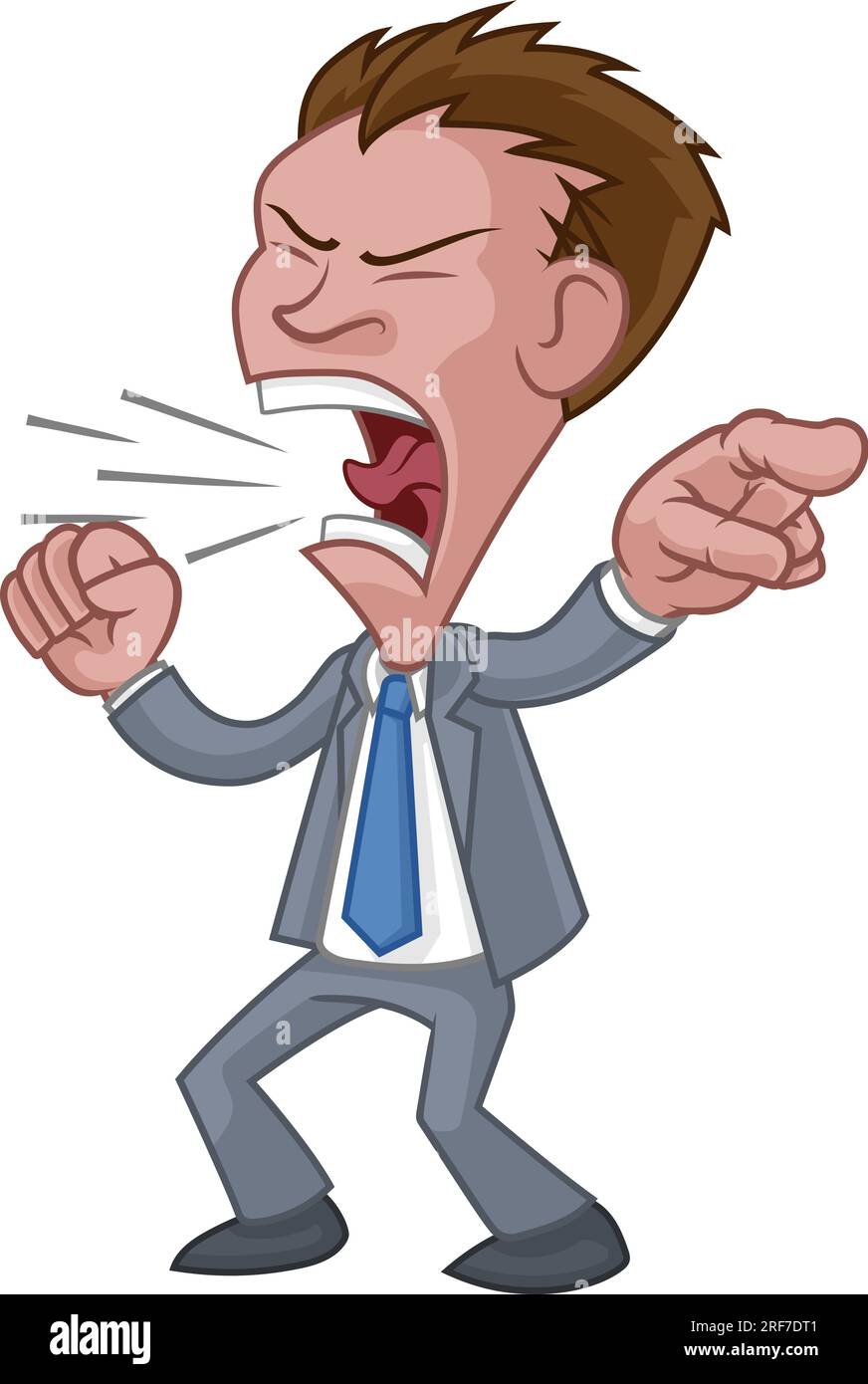 Angry Boss Business Man In Suit Cartoon Shouting Stock Vector Image ...