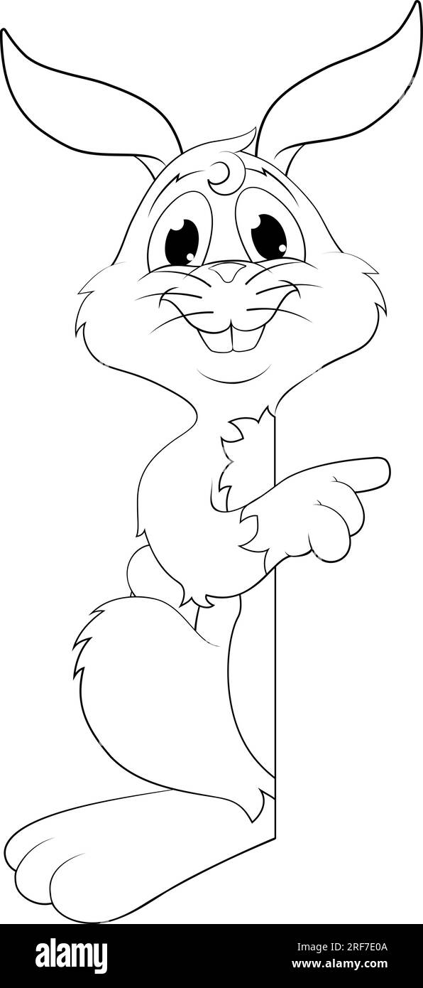 Easter Bunny Rabbit Cartoon Character Peeking Sign Stock Vector Image ...