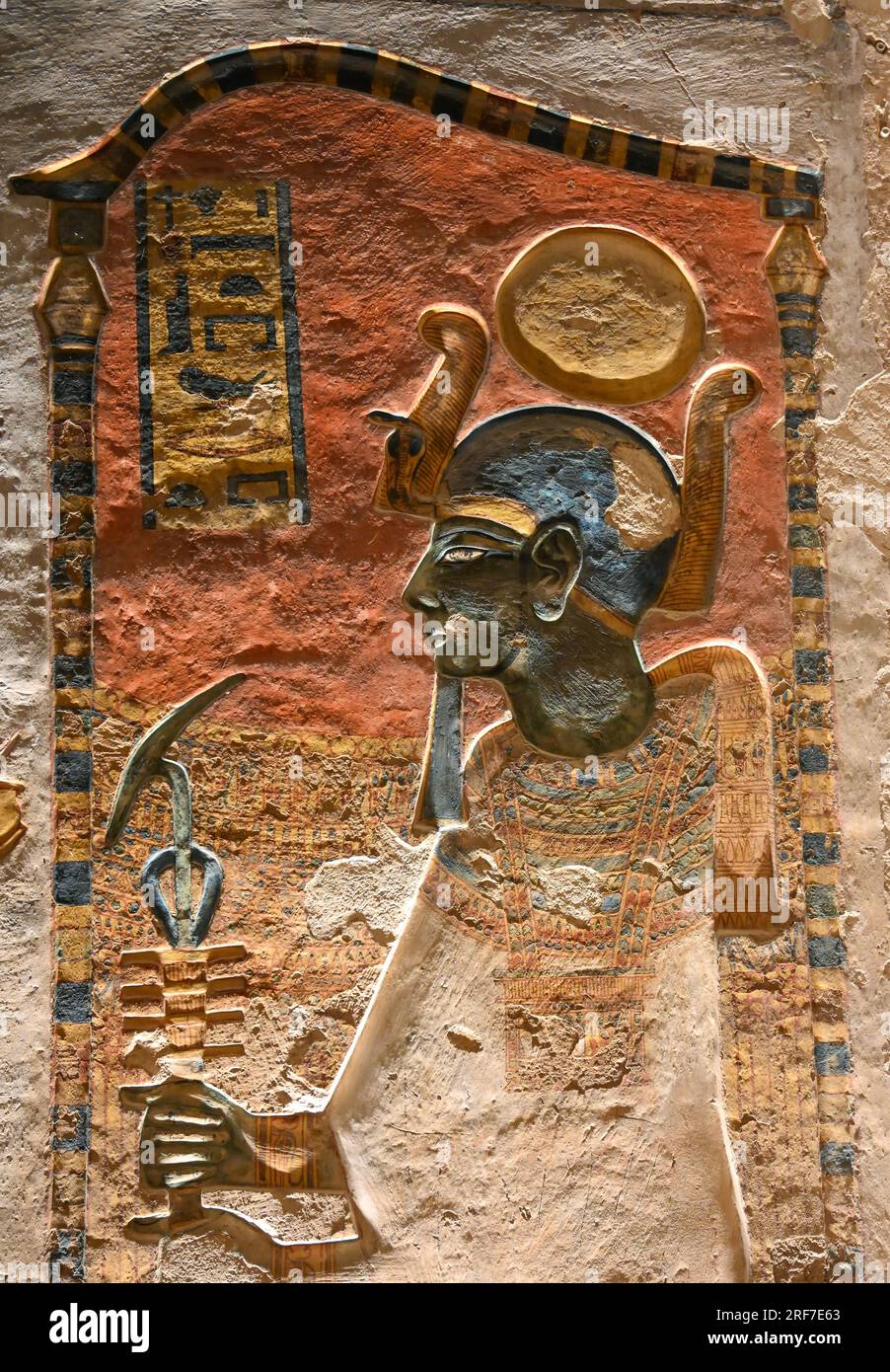 Relief, Schöpfergott Ptah in seinem Schrein, Grab Ramses III, KV11, Tal ...
