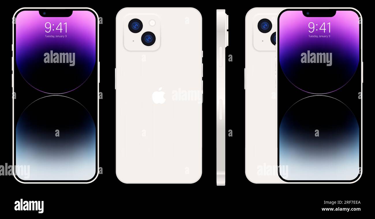 New iPhone 14 pro, pro max Deep white color by Apple Inc. Mock-up ...