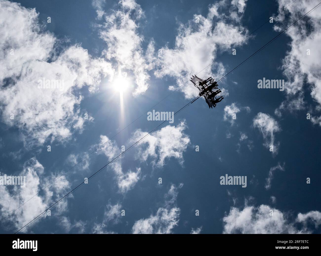 High adventure above Maurach on Lake Achensee at the Bergbahn cable car ...