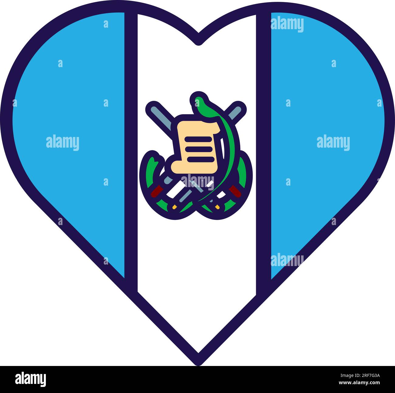 Patriot heart in national Guatemala flag colors. Festive element ...