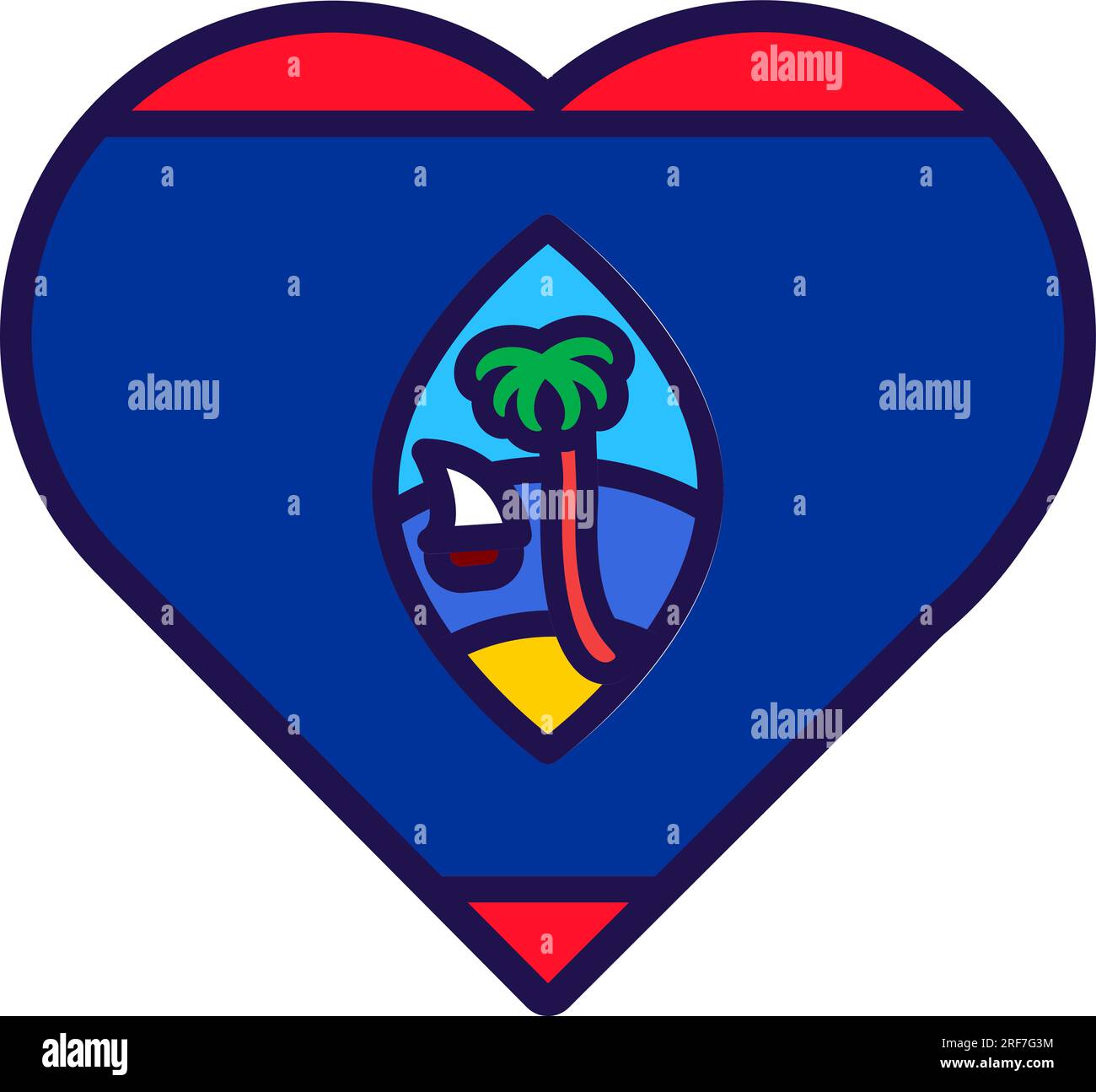 Patriot heart in national Guam island flag colors. Festive element ...