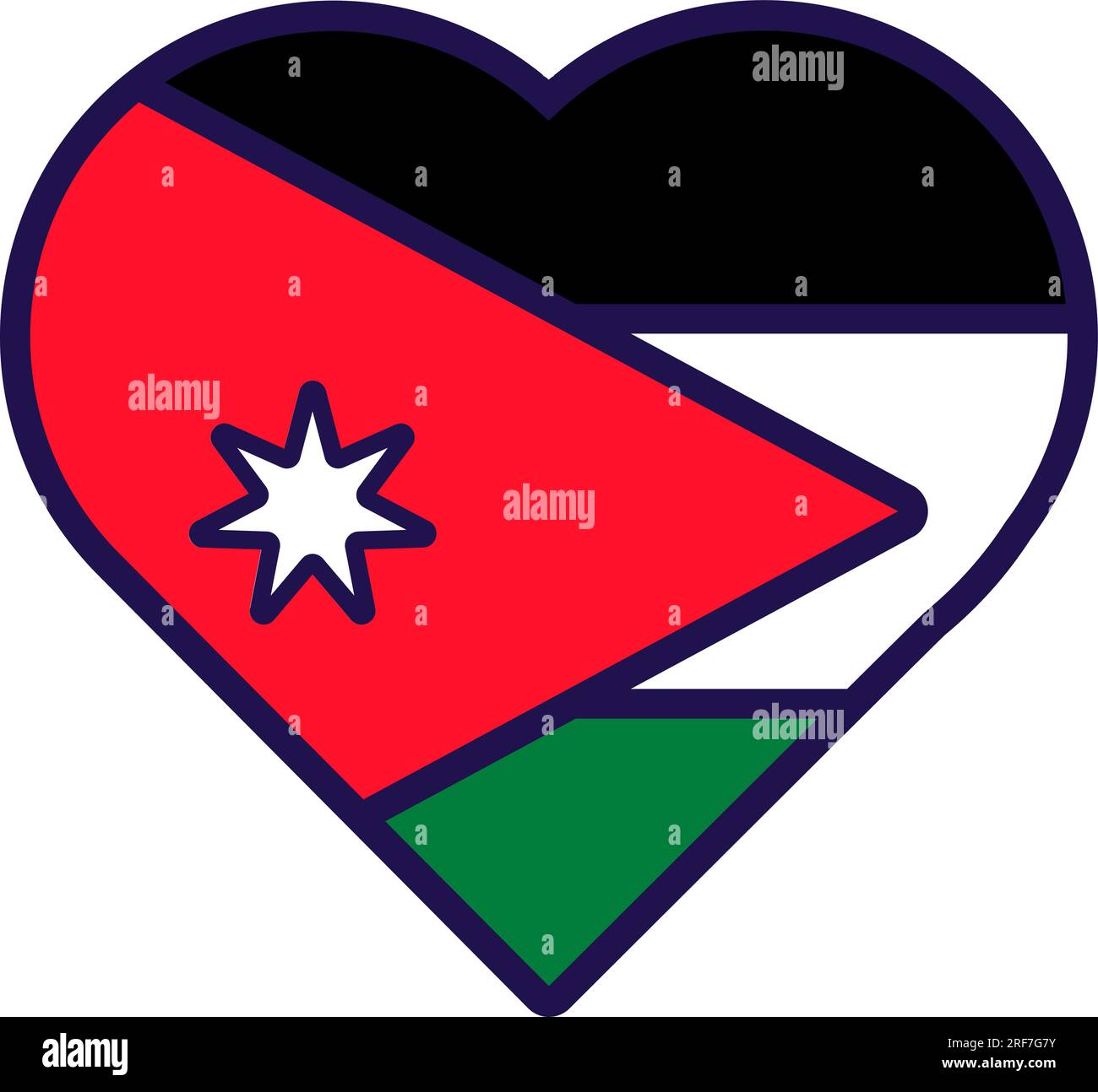 Patriot heart in national Jordan flag colors. Festive element ...