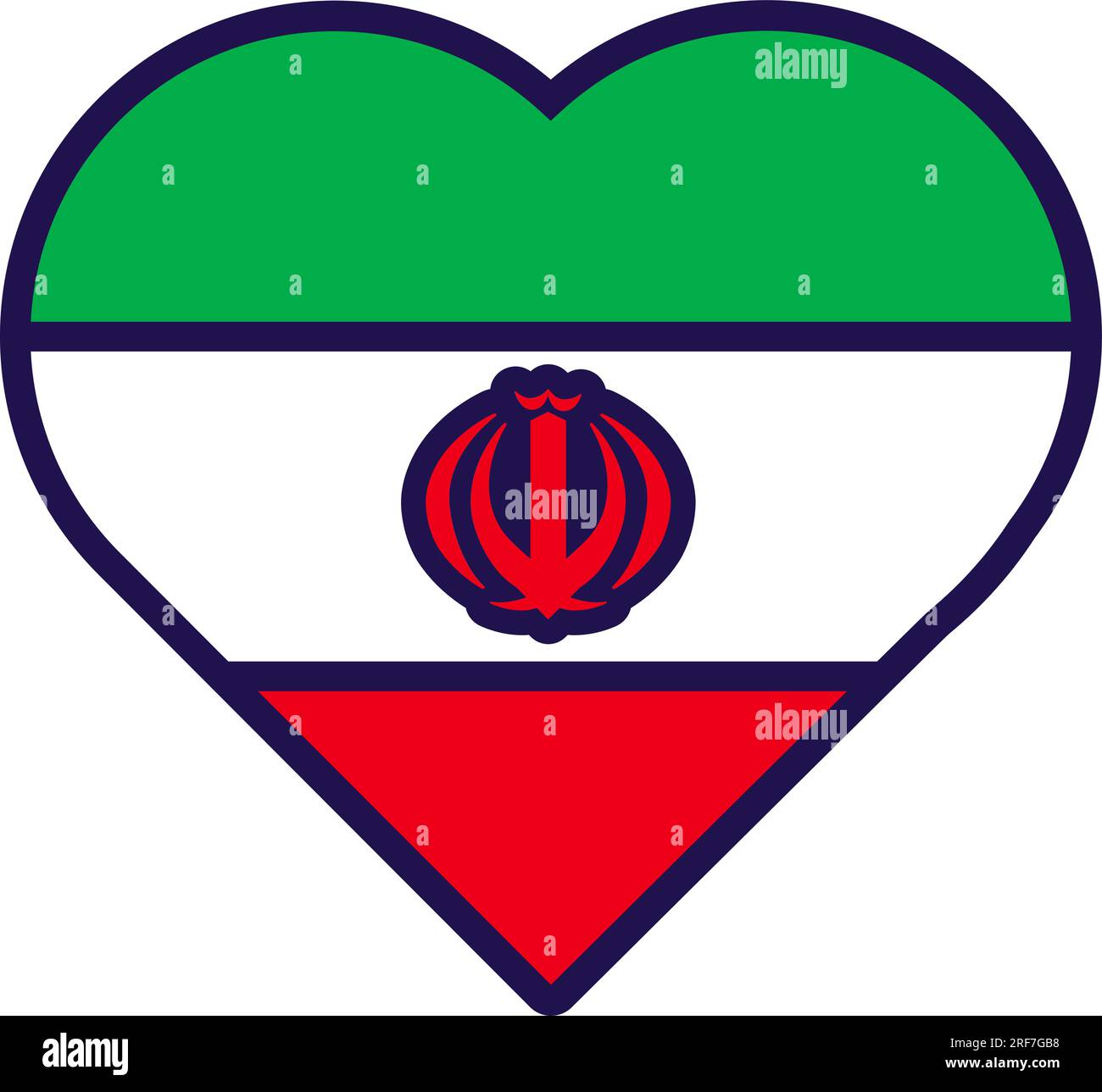Patriot heart in national Iran flag colors. Festive element, attributes ...