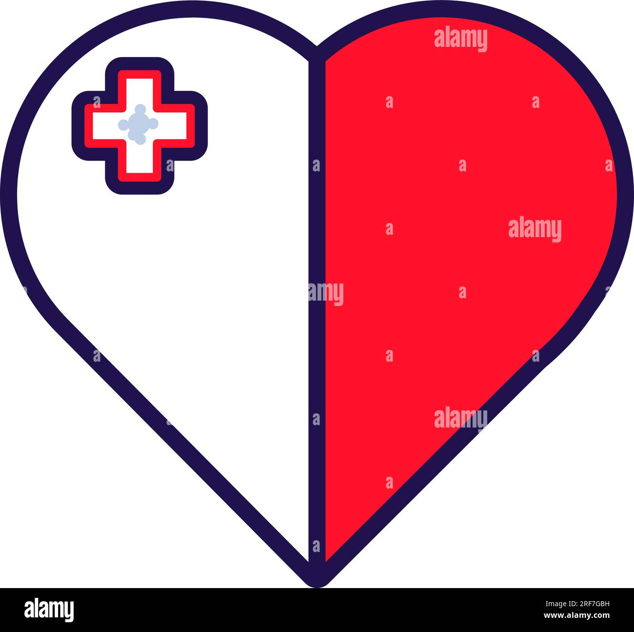 Patriot heart in national Malta flag colors. Festive element ...