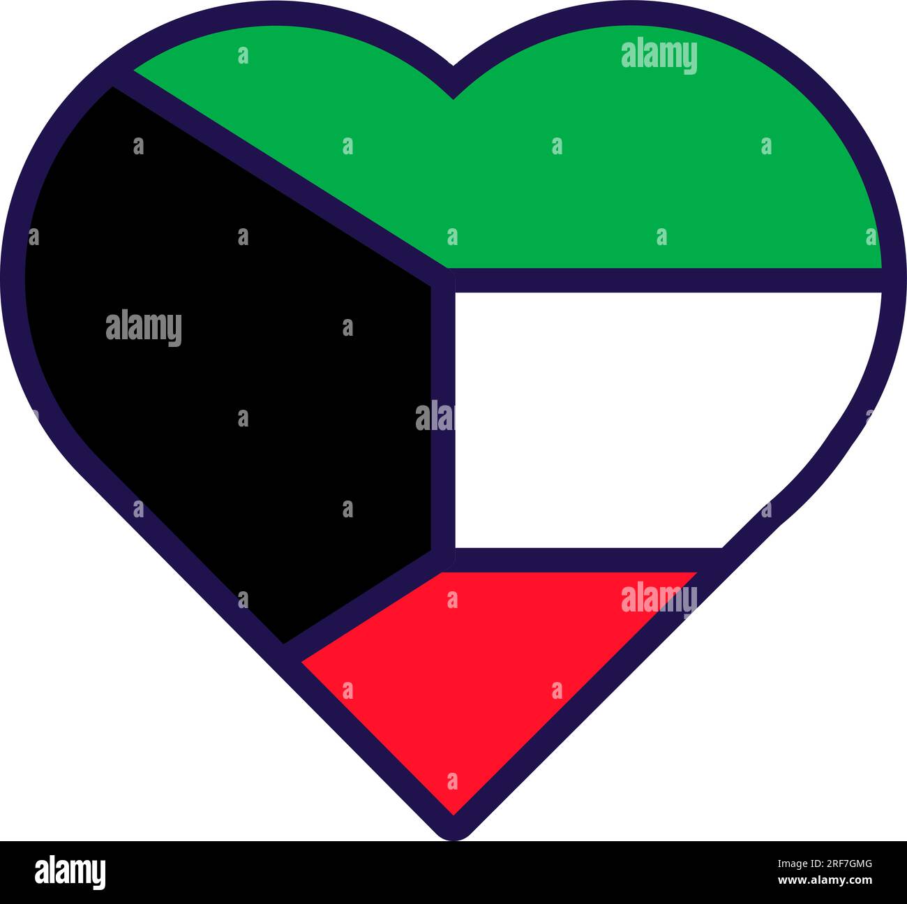 Patriot heart in national Kuwait flag colors. Festive element ...