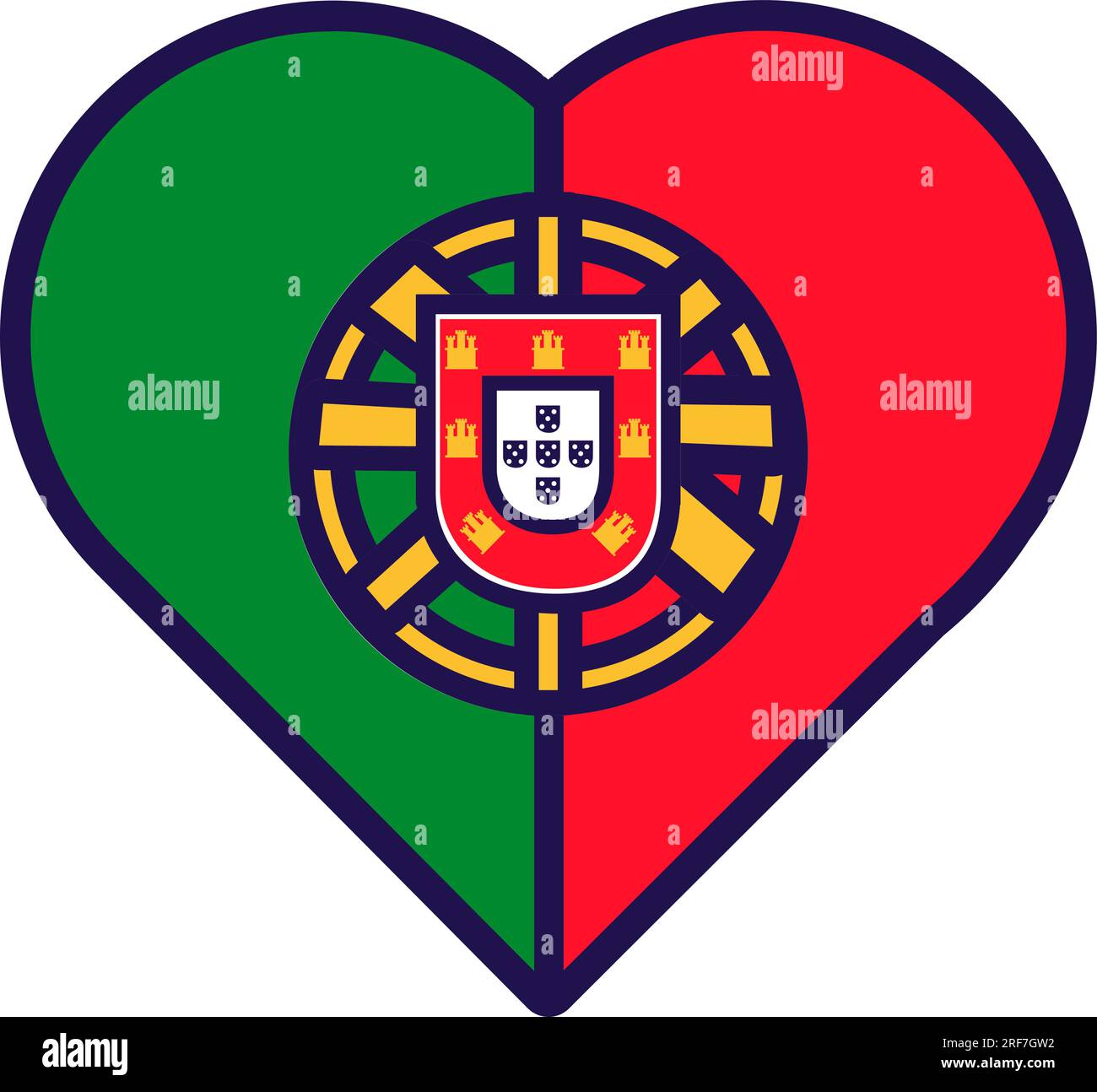 Patriot heart in national Portugal flag colors. Festive element ...