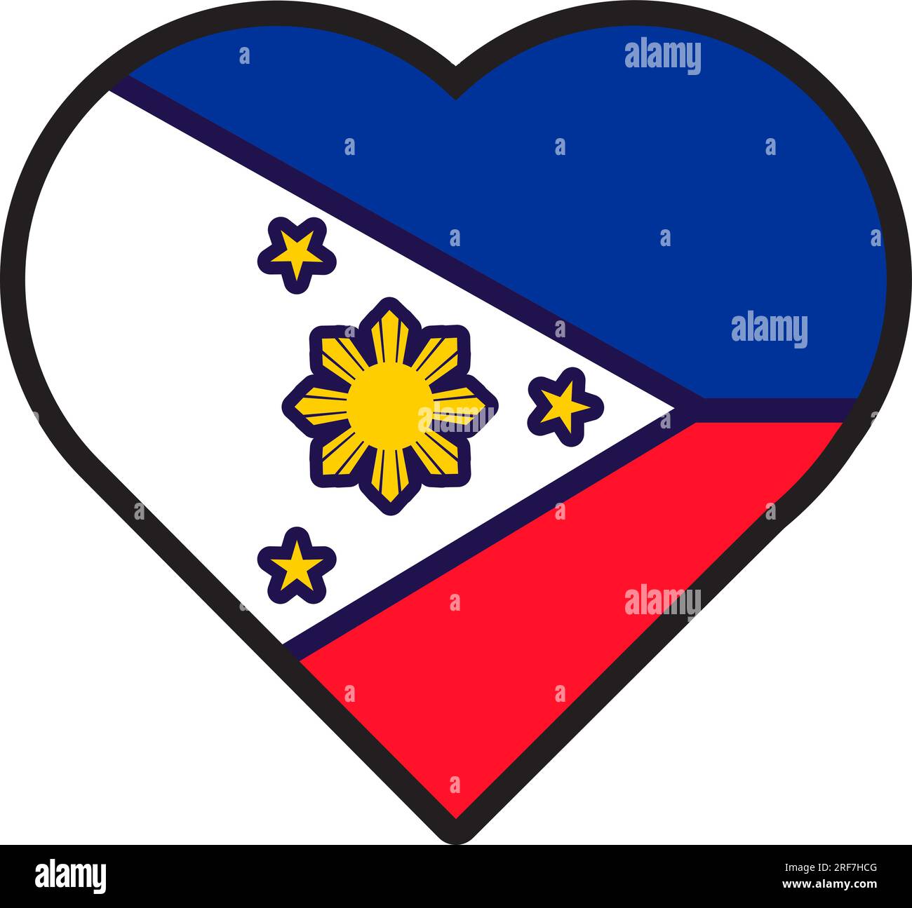 Patriot heart in national Philippines flag colors. Festive element ...