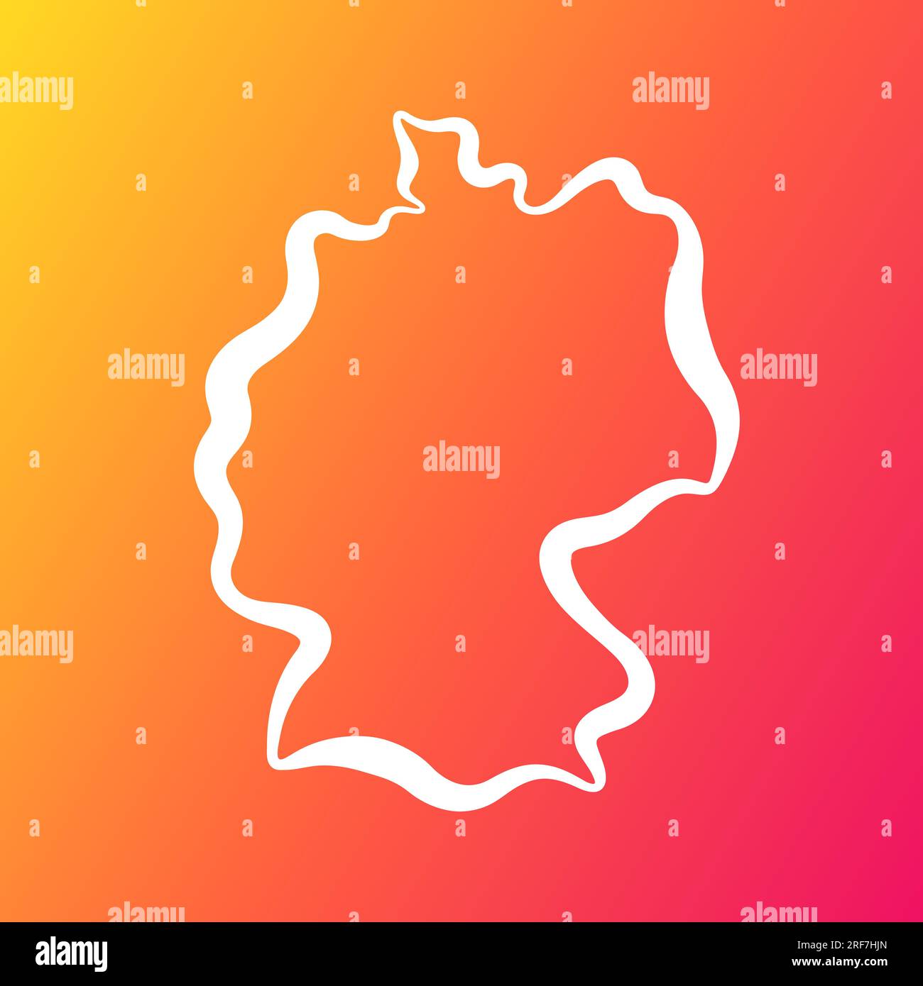 White outline map of Germany on orange and purle gradient background ...