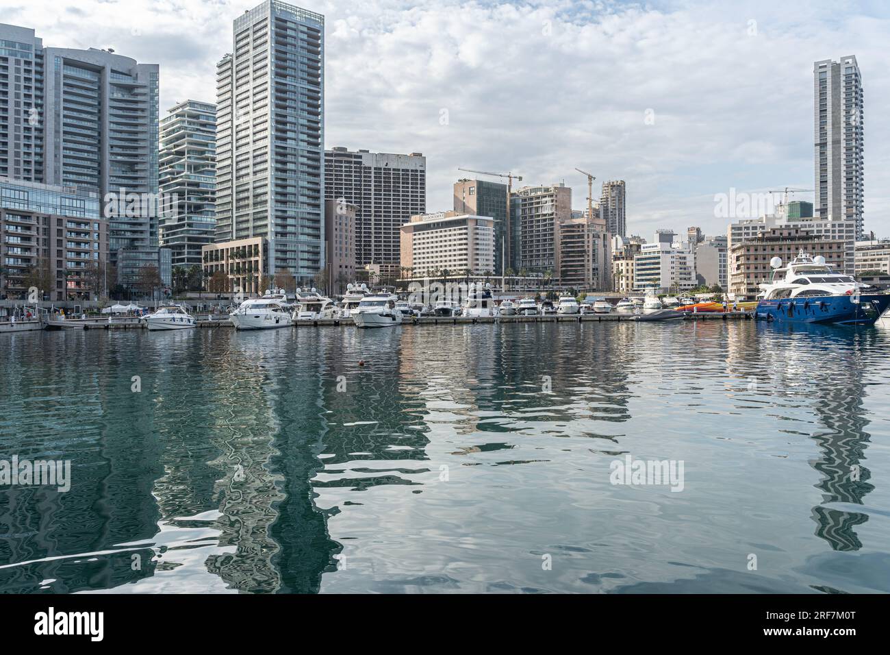 A Panoramic photo of Beirut Waterfront Skyline at Zeitouna Bay, Lebanon ...