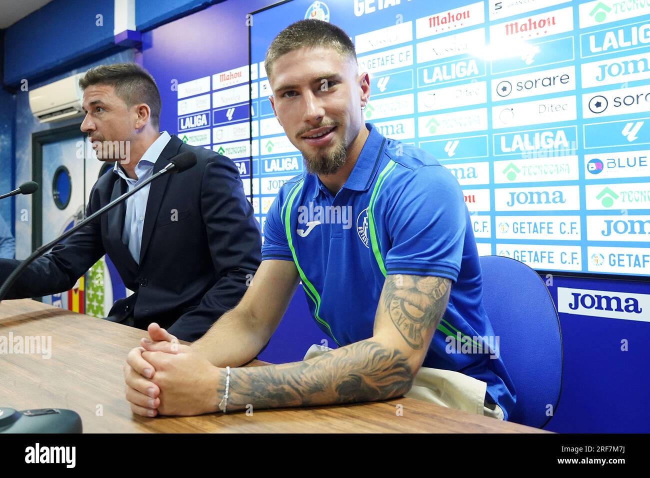 Getafe, Spain. 01st Aug, 2023. Getafe CF's new player Jose Angel ...