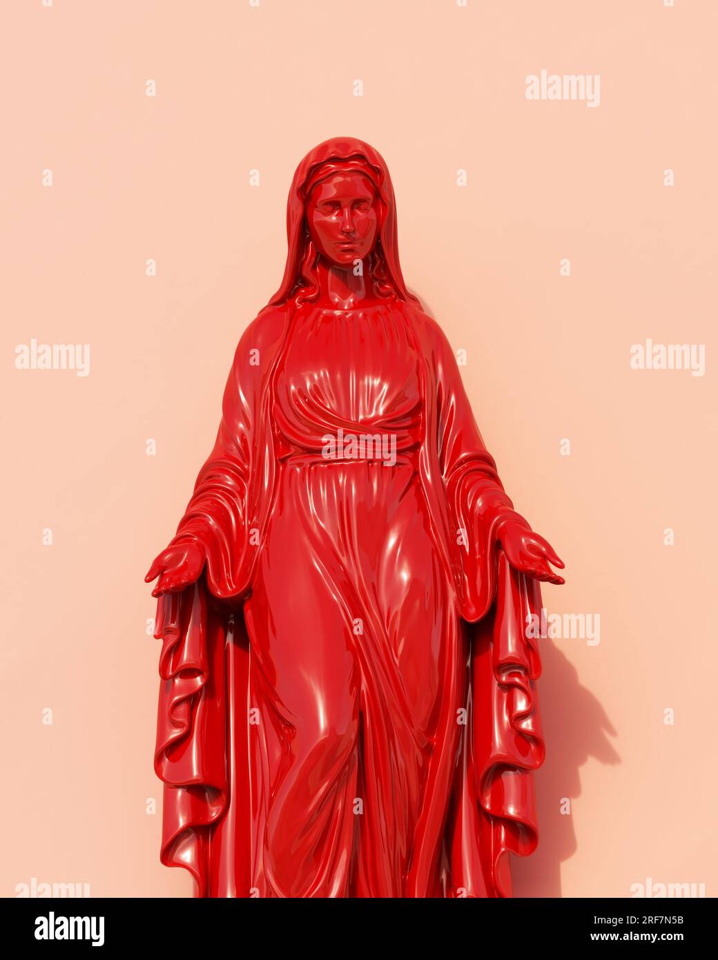 Virgin Mary red statue religious saint peach background Maria ...