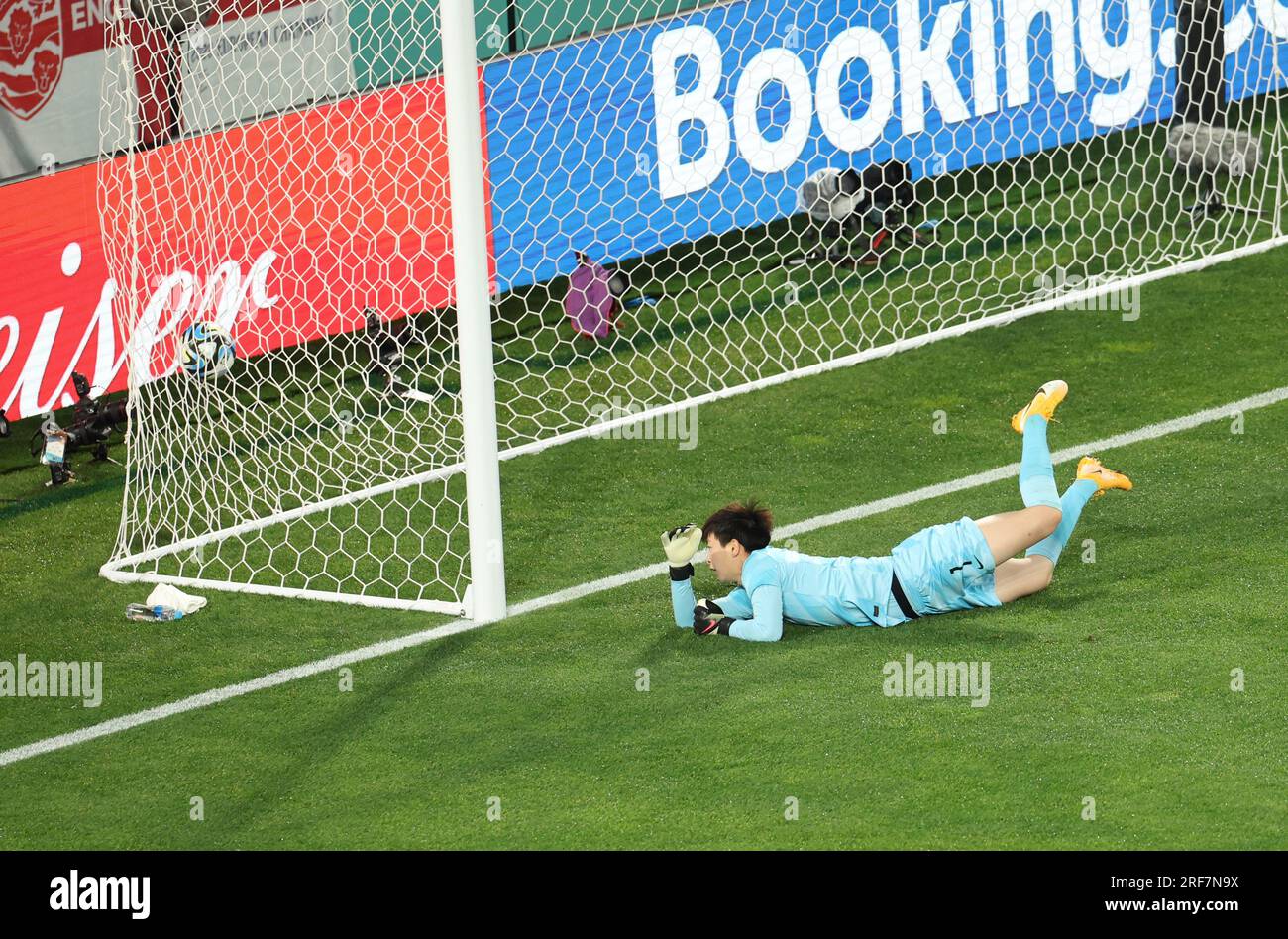 Adelaide, Australia. 1st Aug, 2023. China's goalkeeper Zhu Yu misses a ...
