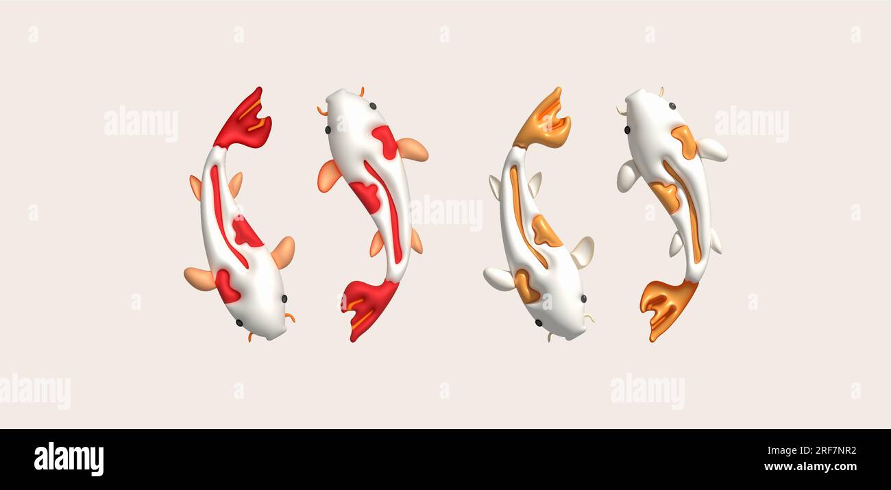 3d icon, colorful japanese koi fish, minimal style icon Stock Vector ...
