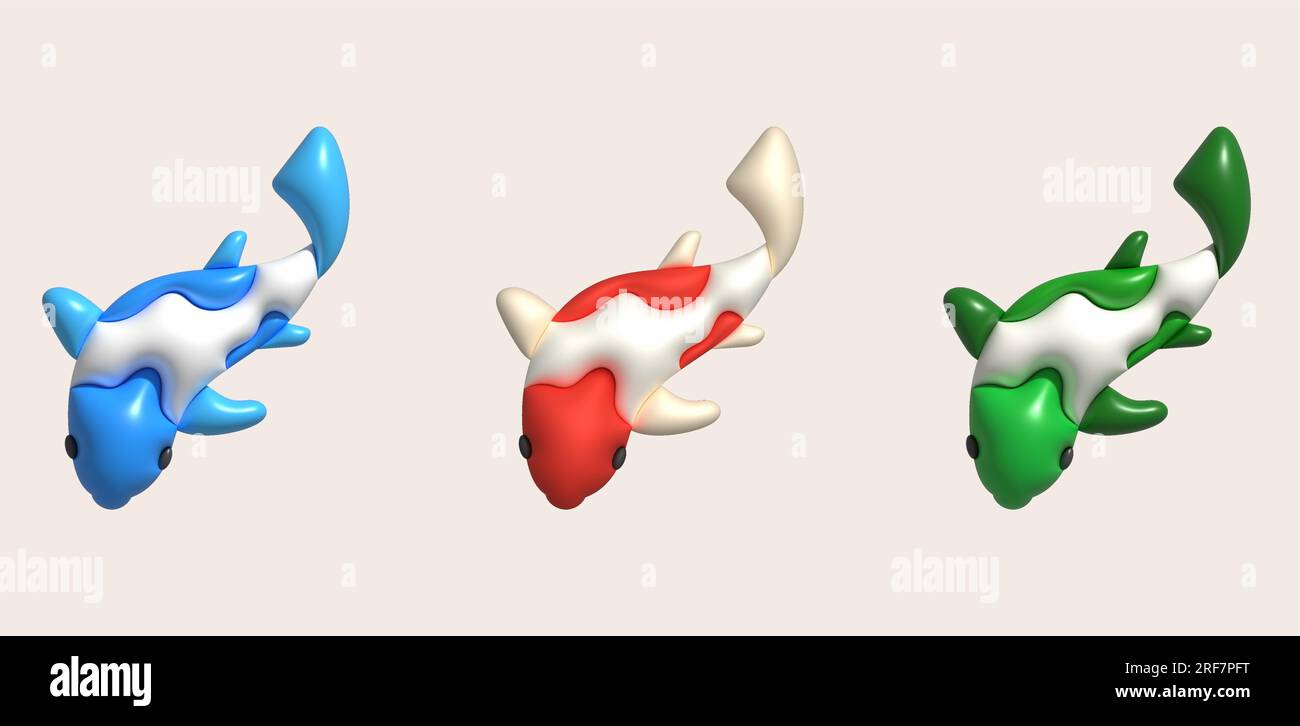 3d icon, colorful japanese koi fish, minimal style icon Stock Vector ...