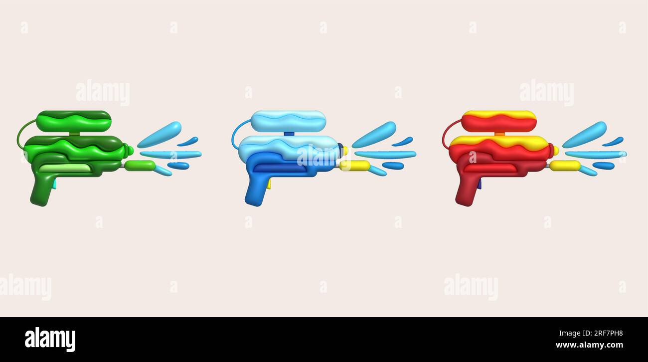 3d icon.Water gun illustration. Plastic summer toy. Colorful design for ...