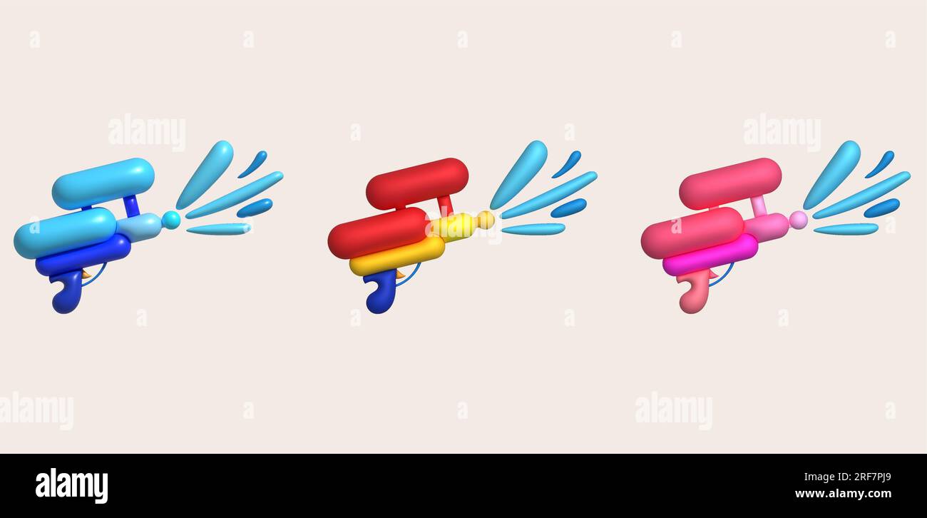 3d icon.Water gun illustration. Plastic summer toy. Colorful design for ...