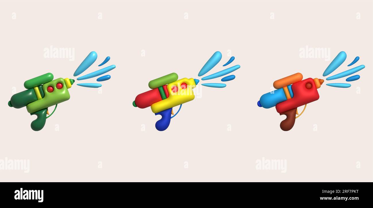 3d icon.Water gun illustration. Plastic summer toy. Colorful design for ...