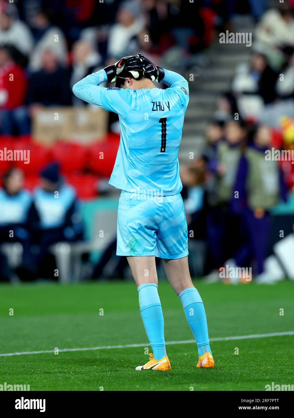 China goalkeeper Zhu Yu appears dejected during the FIFA Women's World ...