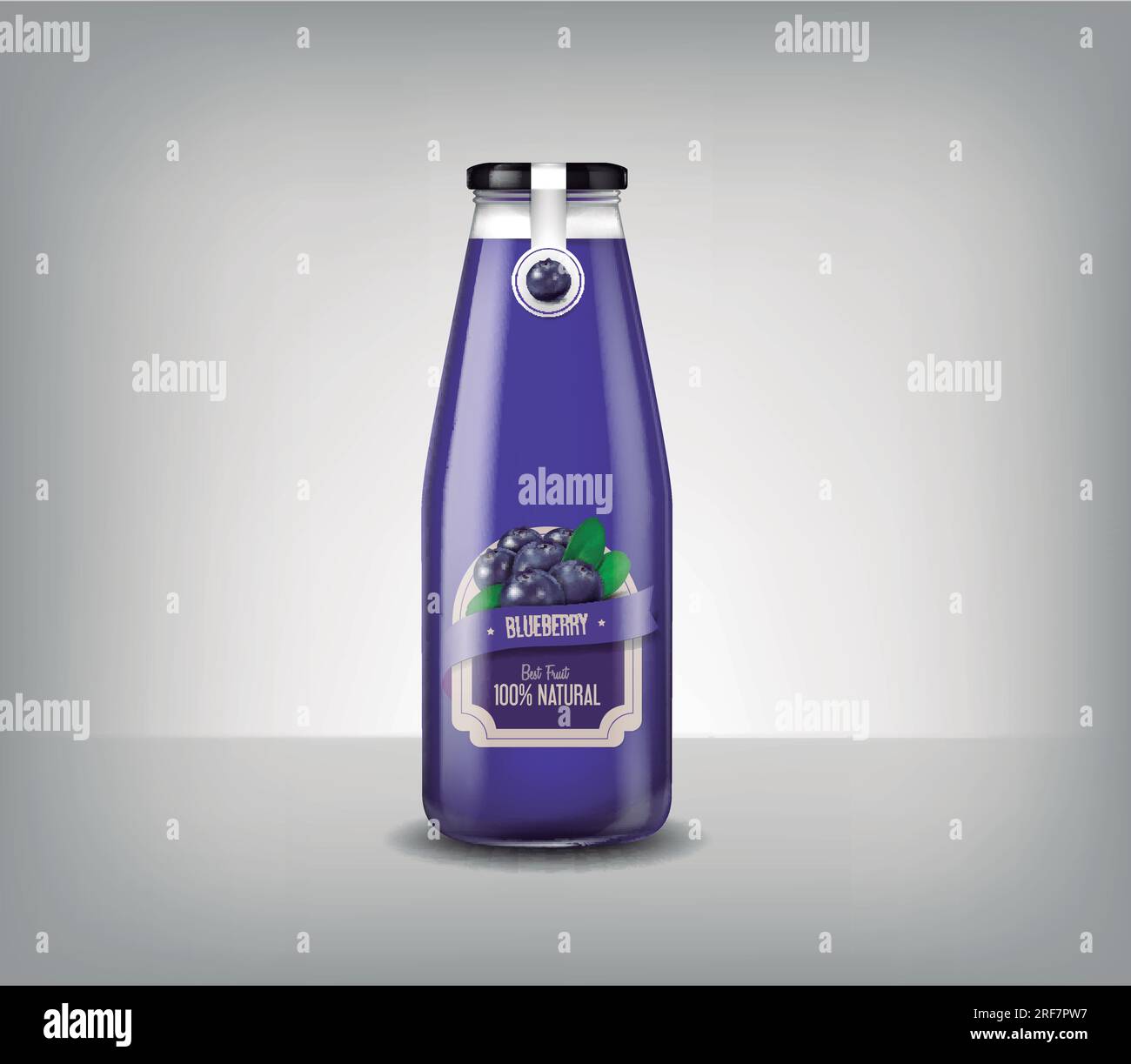 Realistic glass bottle of blueberry juice, drink isolated Stock Vector ...